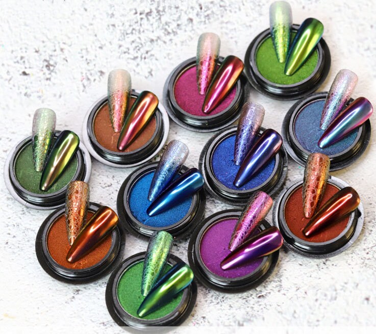 Mirrored Shimmer Glitternail Art Powder Dust17 Colors Magic - Etsy