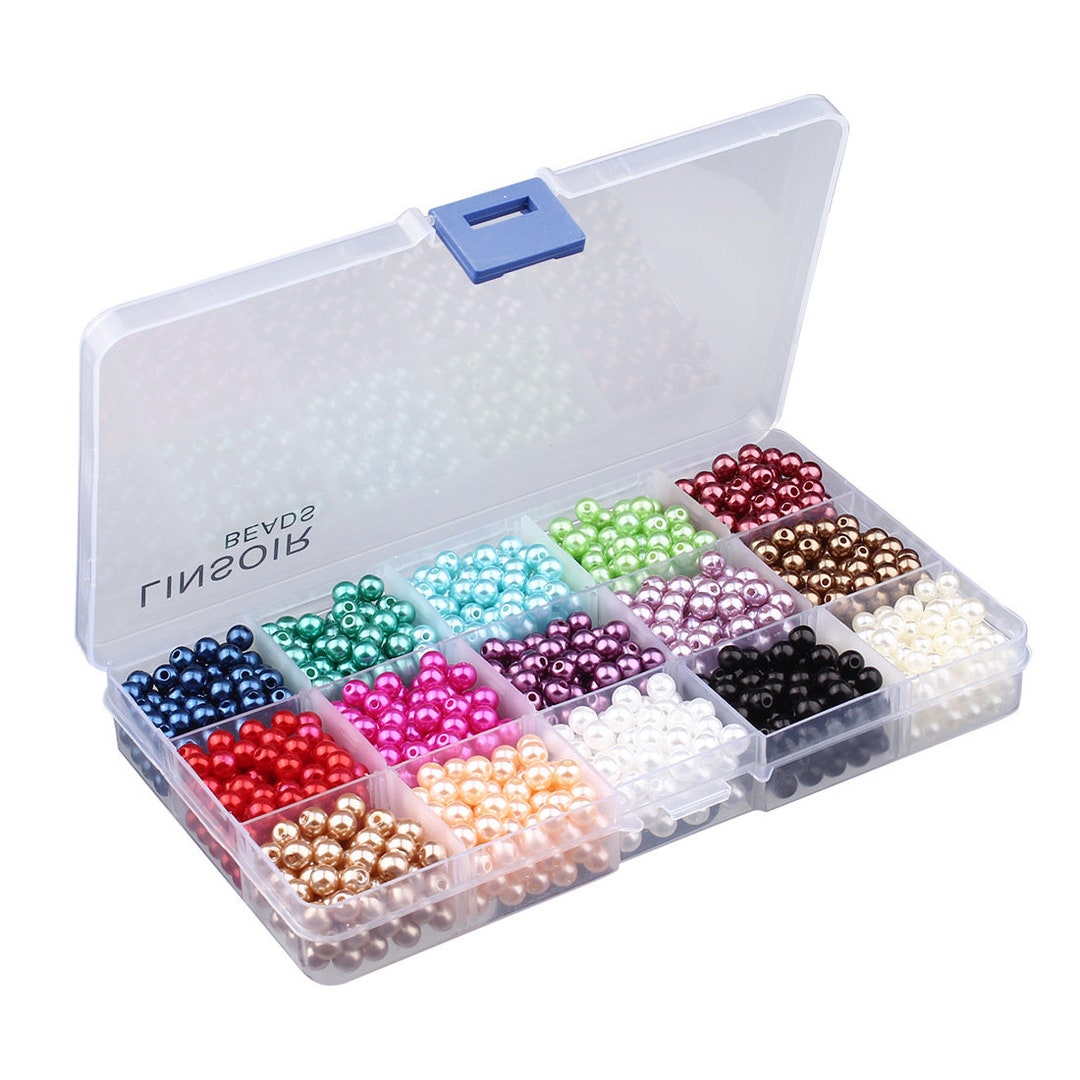 A Box of Round Pearl Beads,6mm/8mm/10mm ABS Mixed 15 Colors Plastic ...