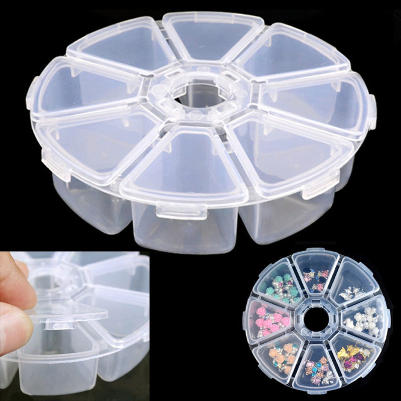 8 Grids Round Storage Boxorganizer Containers Case for DIY - Etsy