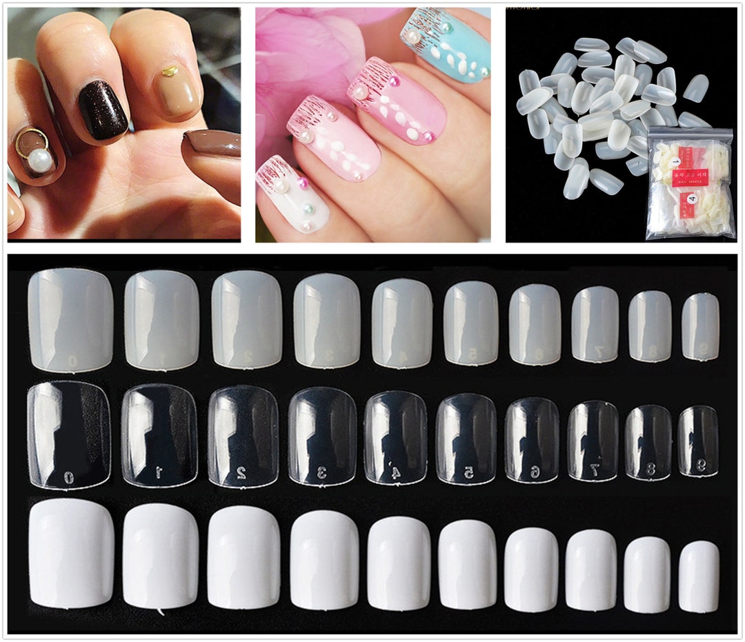 500 Pcs Short Round Fake Nails,curve Clear Nails Tips,press on Nails ...