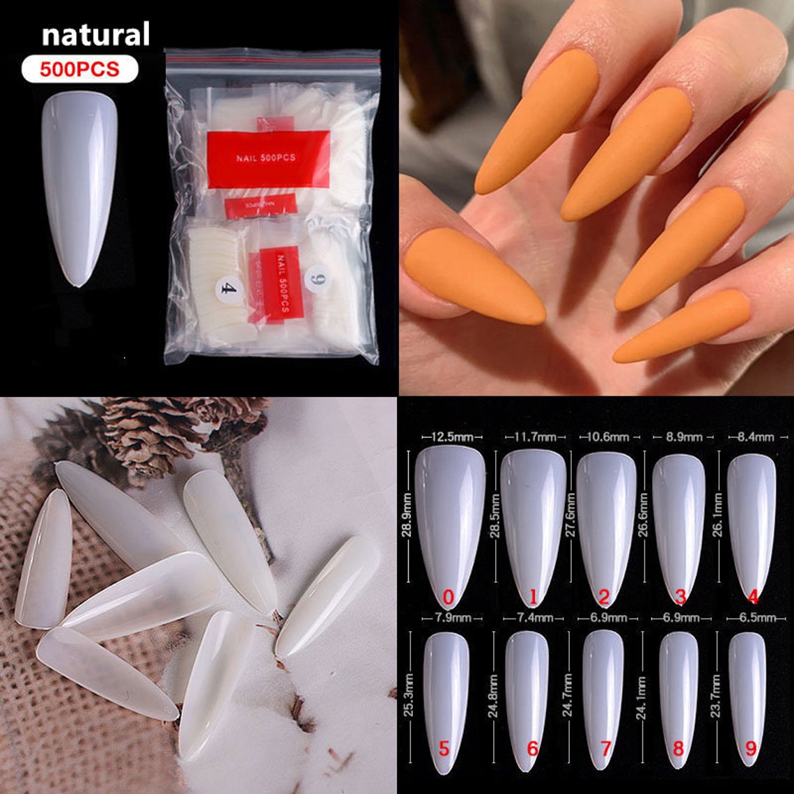 500 Pcs French Fake Nailscurve Clear Nails Tipspress on - Etsy