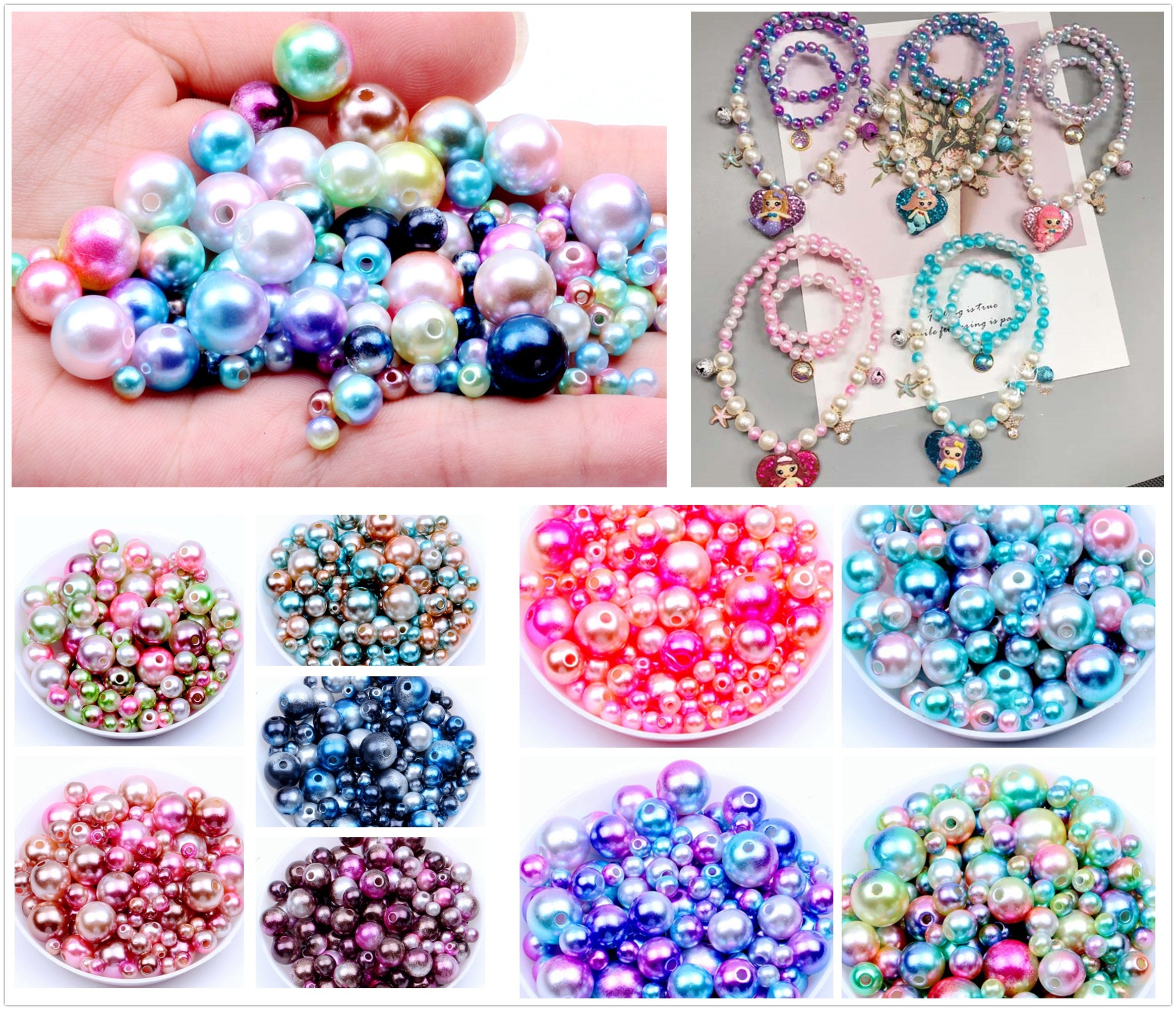 3/4/5/6/8/10/12mm Mermaid Ombre Pearls Beads With Holefaux - Etsy Canada