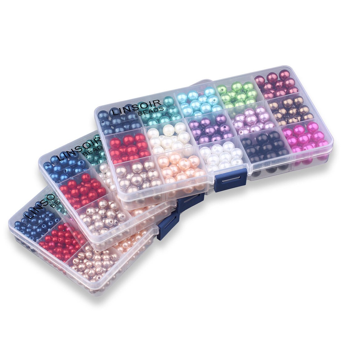 A box of round pearl beads6mm/8mm/10mm ABS mixed 15 colors | Etsy