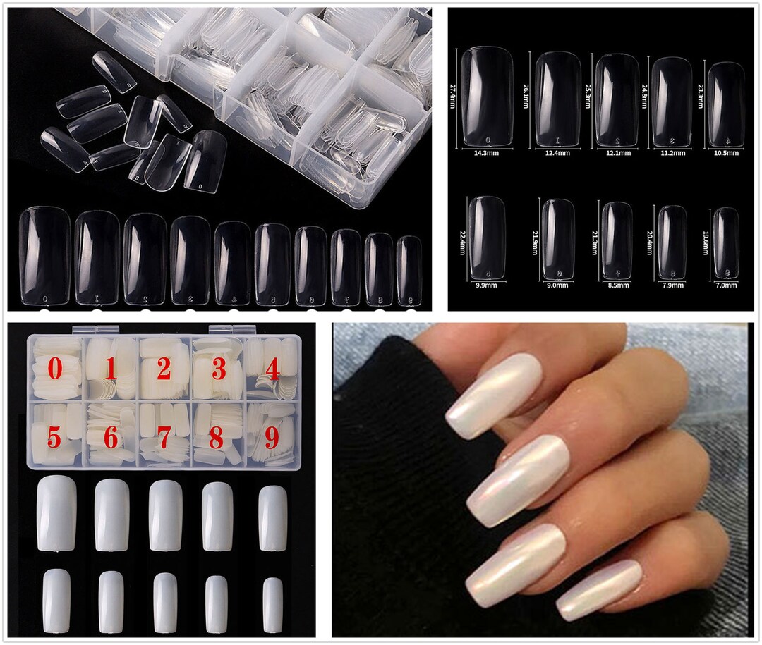 500 Stück Lang Frech Fake Nails,Curve Clear Nails Tips,Press On Nails ...