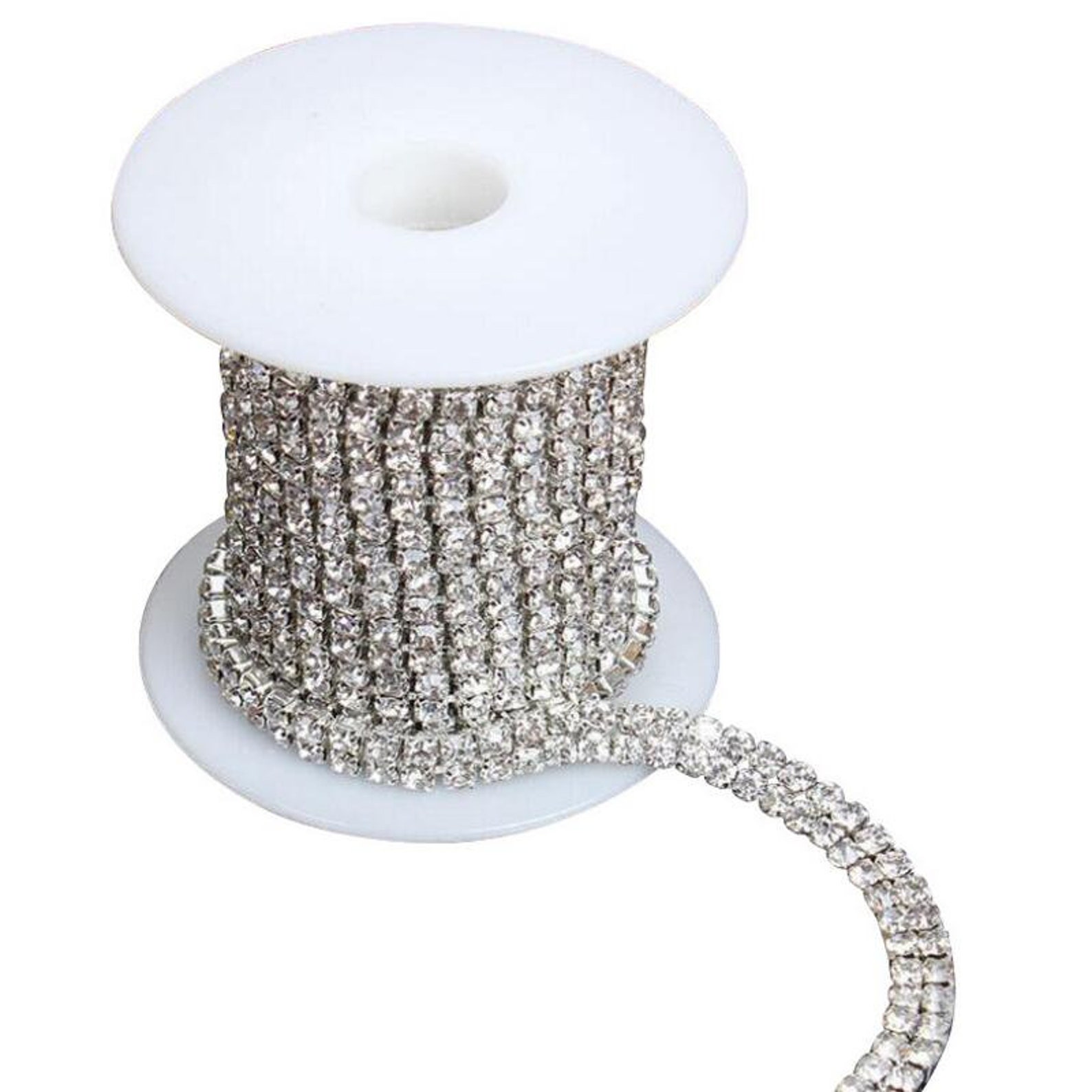 2 Row Rhinestone Trim by Yard in Silver Setting Casing Crystal - Etsy