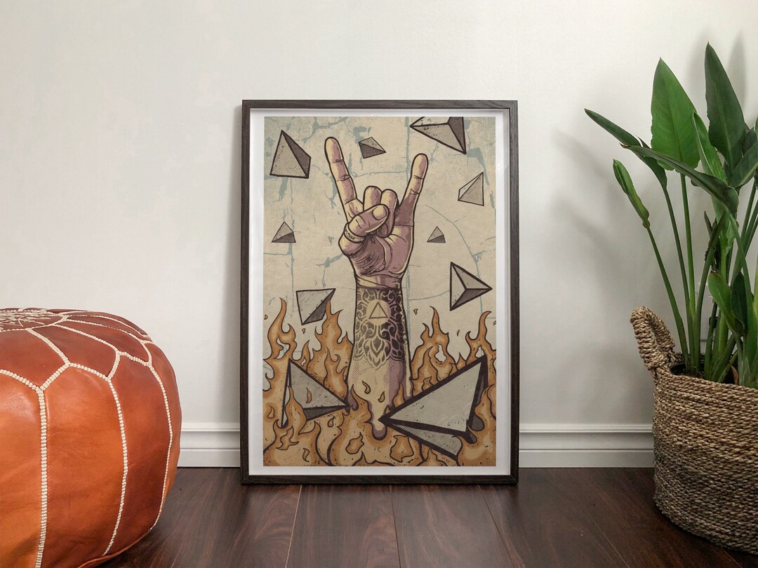 Sacred Geometry Platonic Solids Fire Element Hand Tattoo Art Print Wall ...