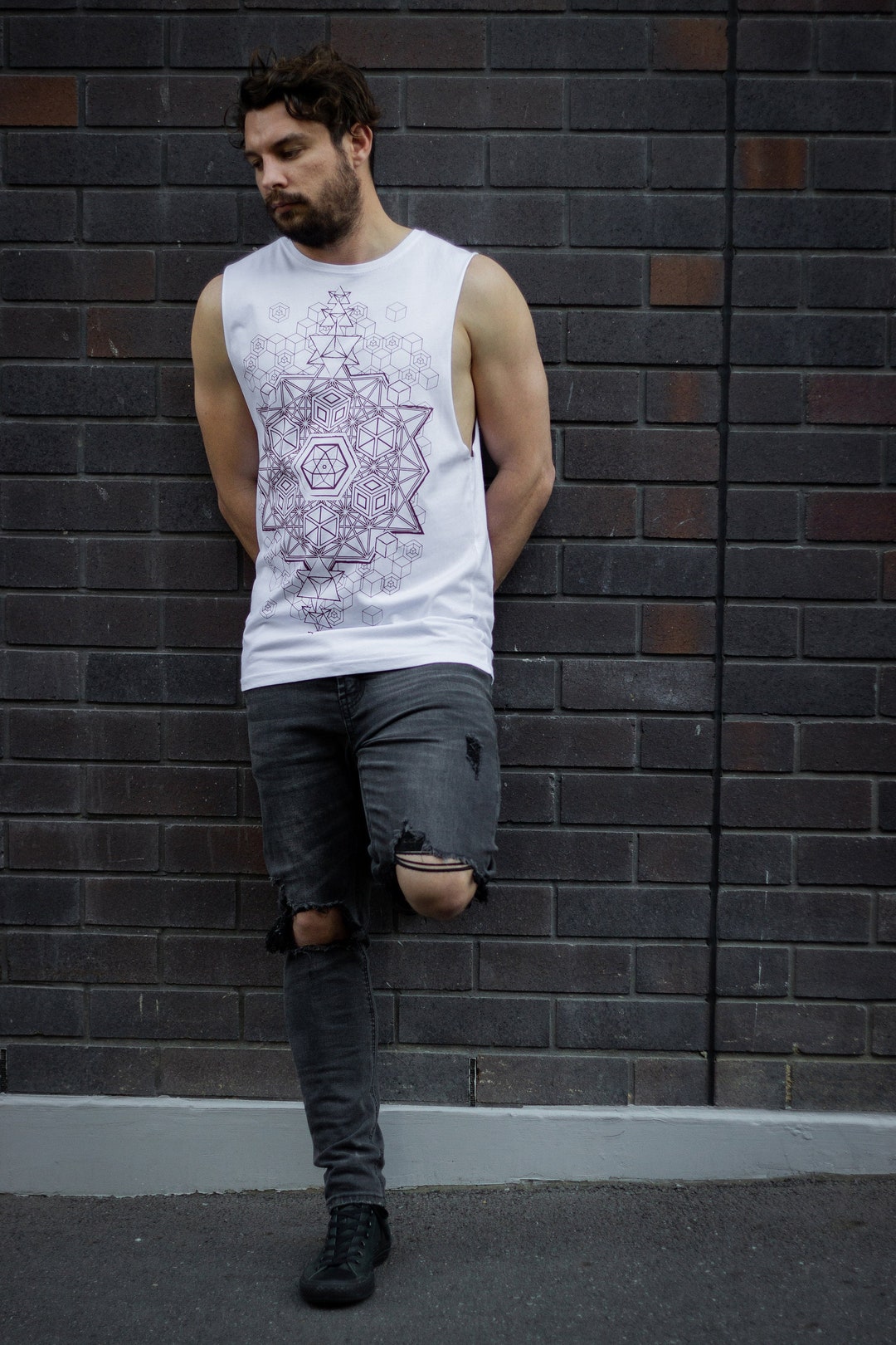 CLEARANCE !! MENS Sacred Geometry Star Tetrahedron Fractal Festival ...