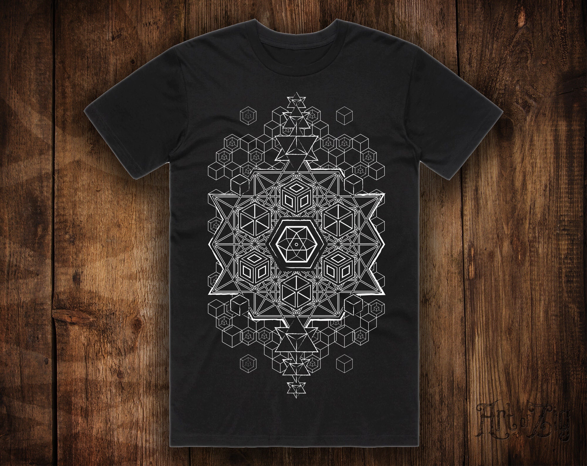 MENS Black T-shirt // Sacred Geometry // Festival Clothing // 64 ...