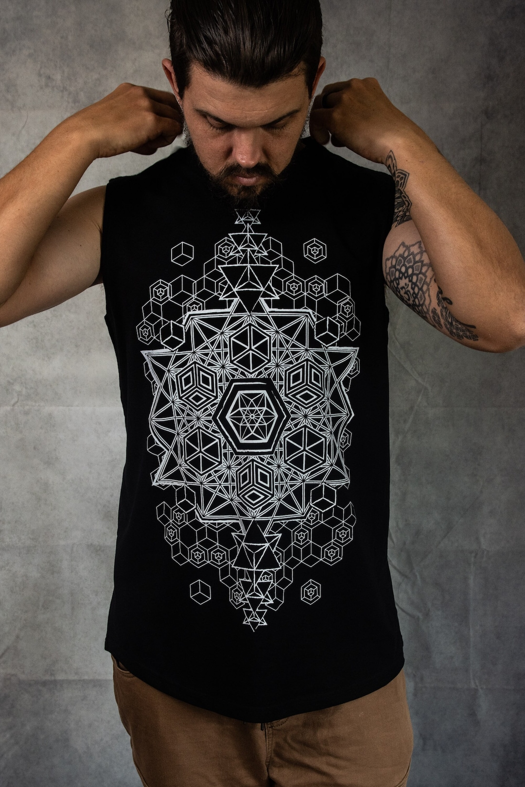 Sacred Geometry Fractal Psy Trance Merkaba Festival Clothing Tank T ...