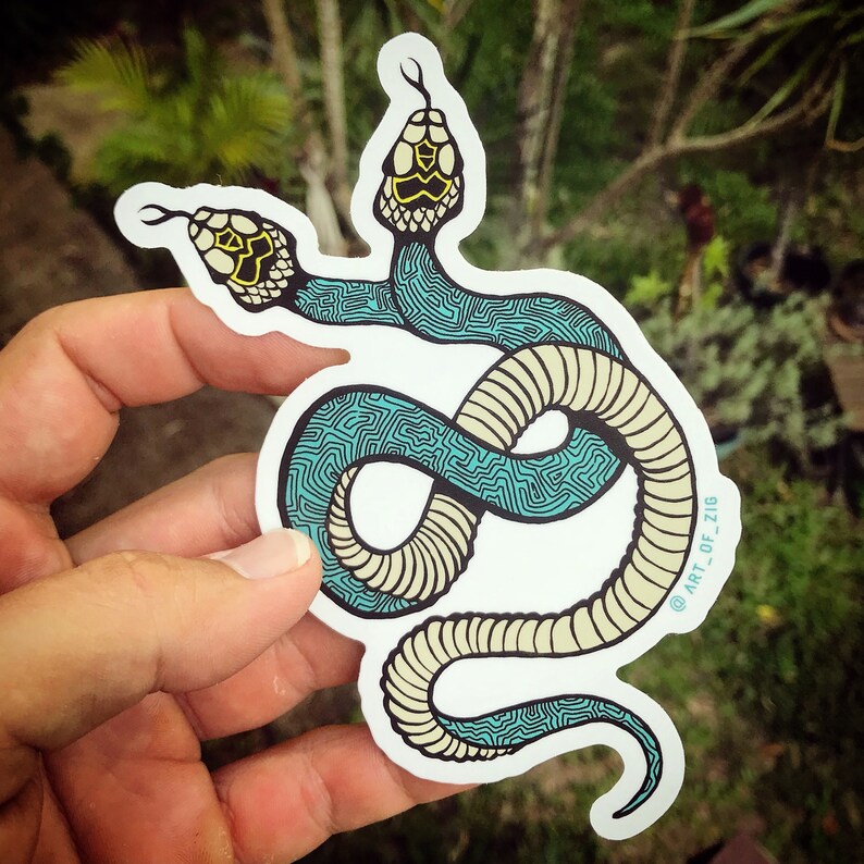 VINYL STICKER Waterbottle Sticker Laptop Sticker Serpent Snake Shipibo ...
