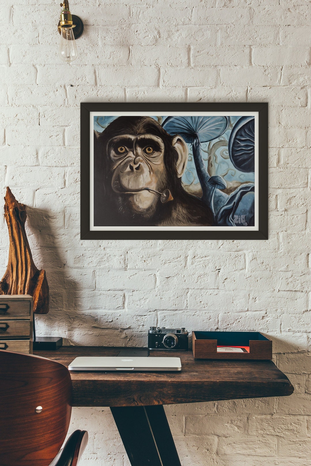 Stoned Ape Theory Pilz Schimpanse Evolution Psychedelische Print ...