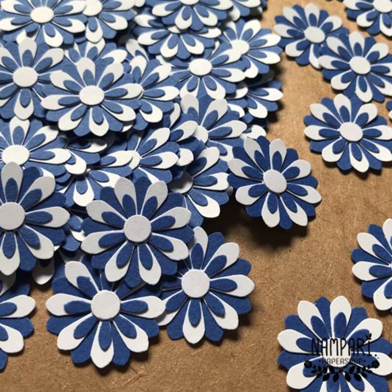 200 PCS Navy Blue Flowers Paper Confetti Paper Craft Party Decor ...