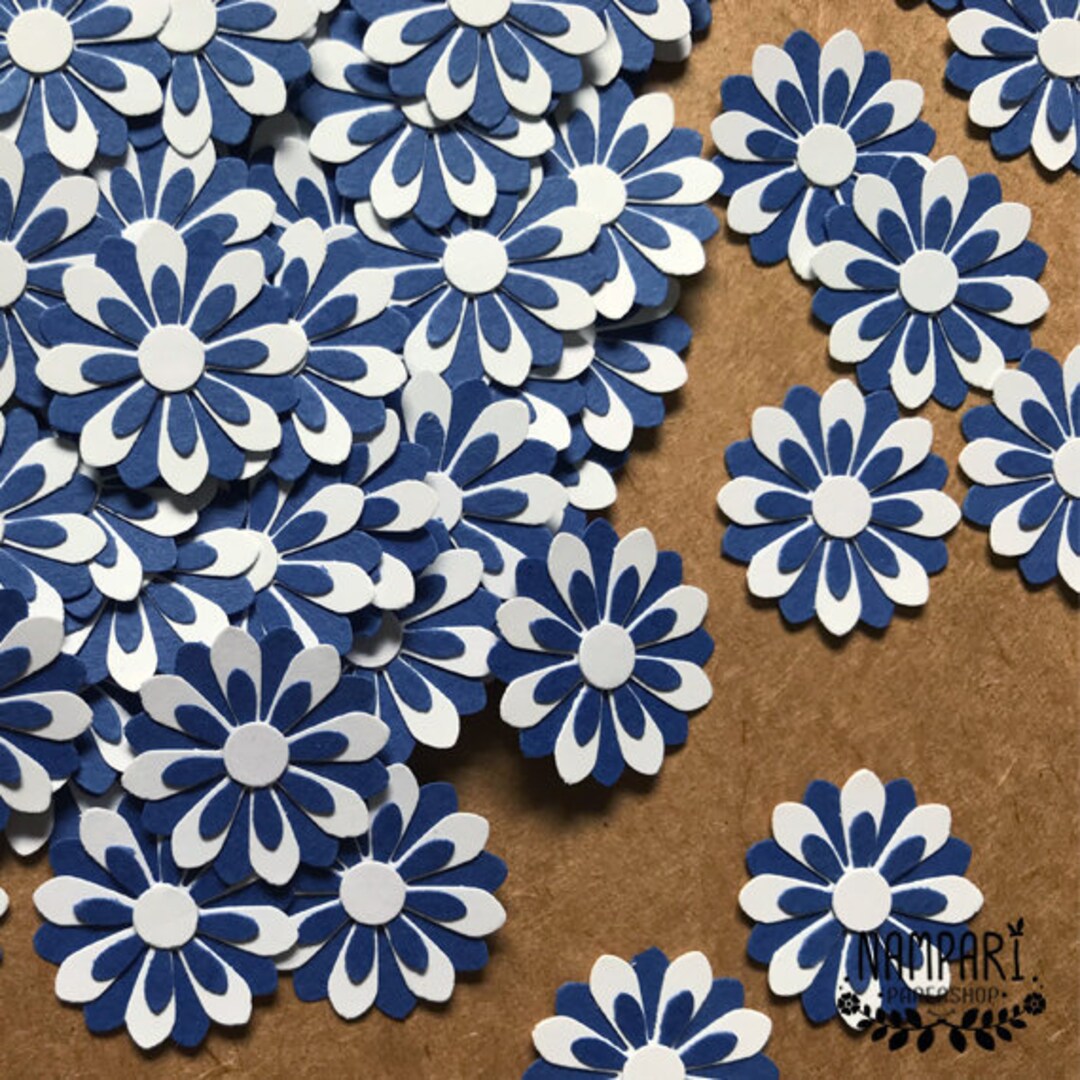 200 PCS Navy Blue Flowers Paper Confetti Paper Craft Party Decor ...