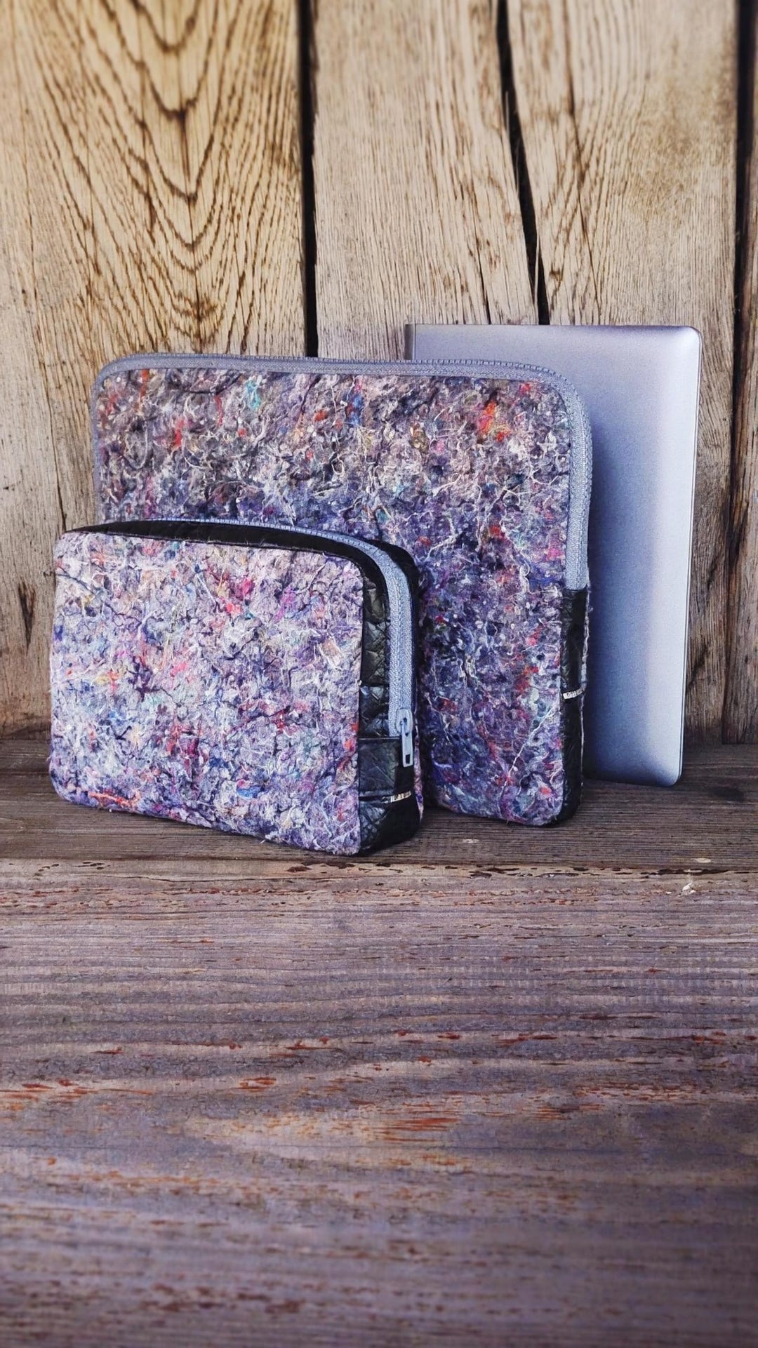 Handmade Recycled Felt Electronics Organizer, Vegan Leather Tech Case ...