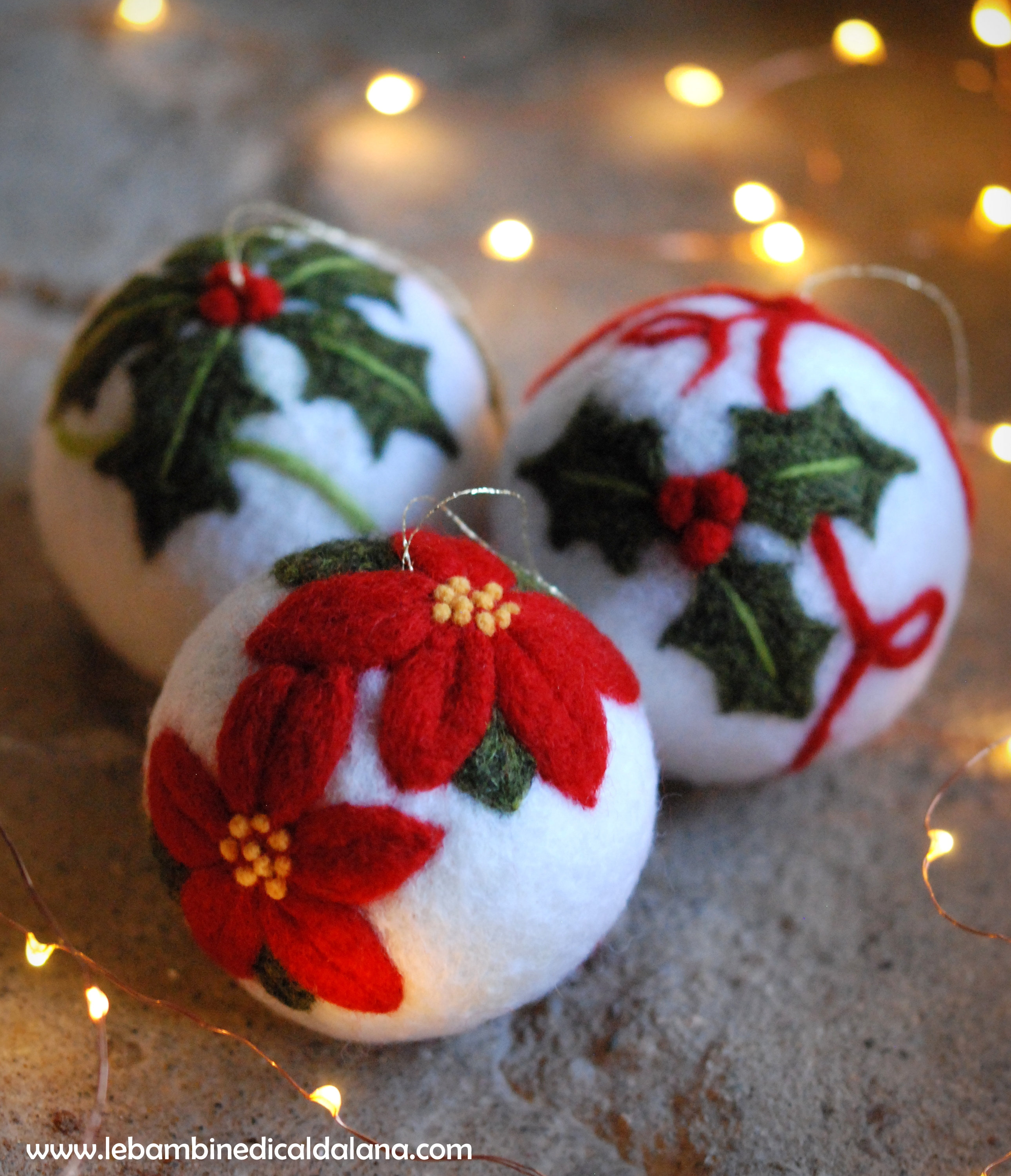 Holly and Red Bow, Christmas Ball, Waldorf-inspired Fairytale Wool ...