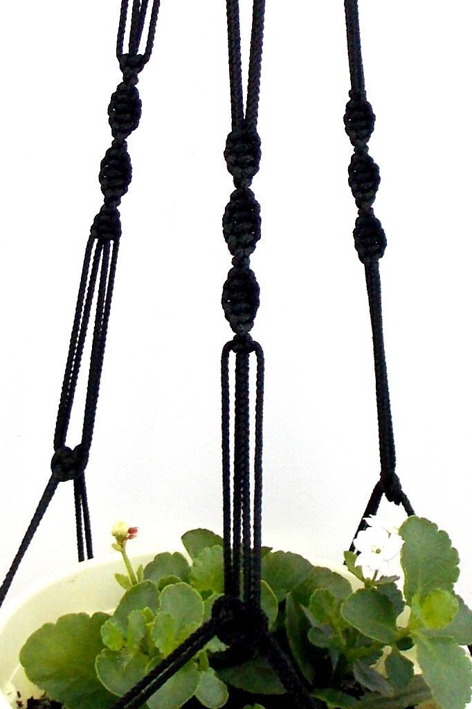 Black macrame plant hanger 36 inches 3 mm macrame plant | Etsy