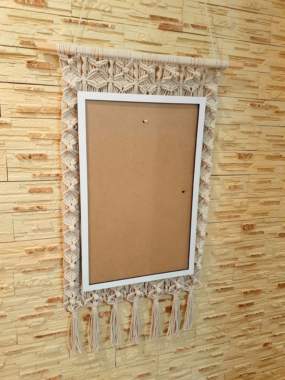 Photo Picture Natural Cotton Photo Frame Macrame Wall Hanging Wedding ...