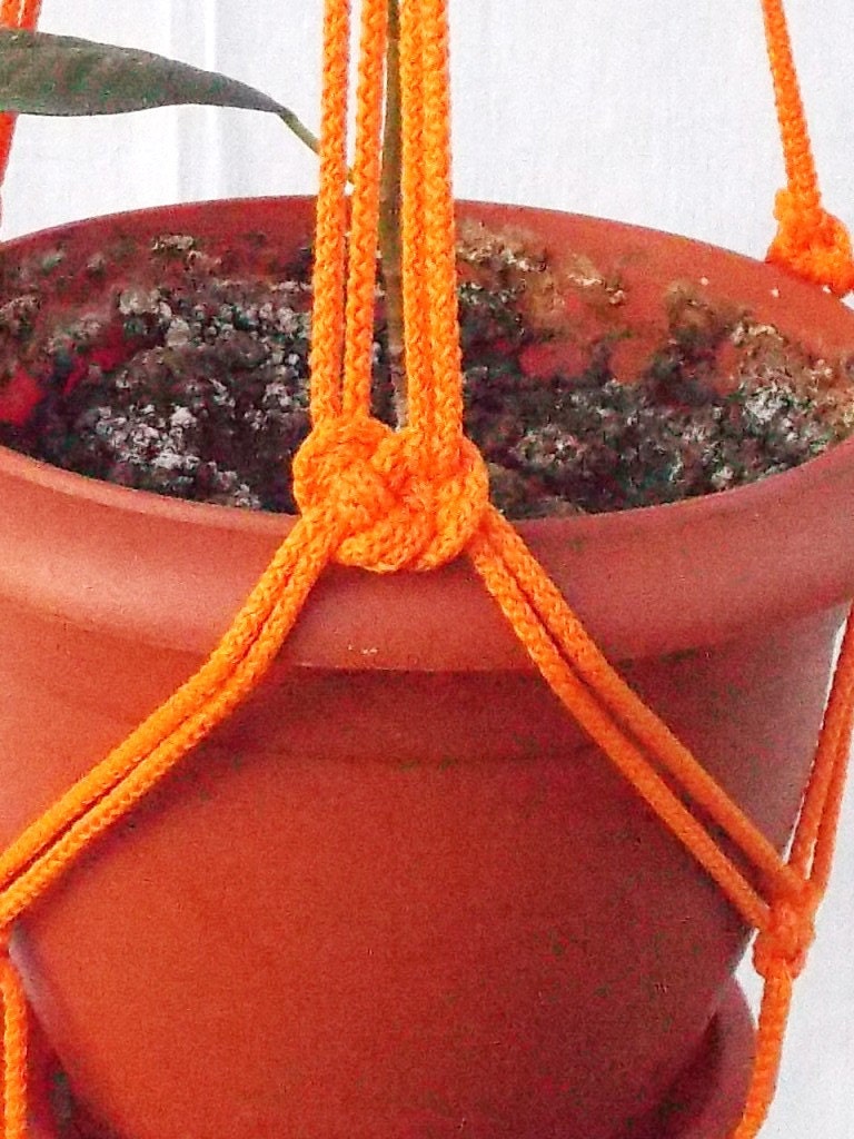 Orange Mini Macrame Plant Hanger 18 Inches 3mm Gift Idea Indoor or ...