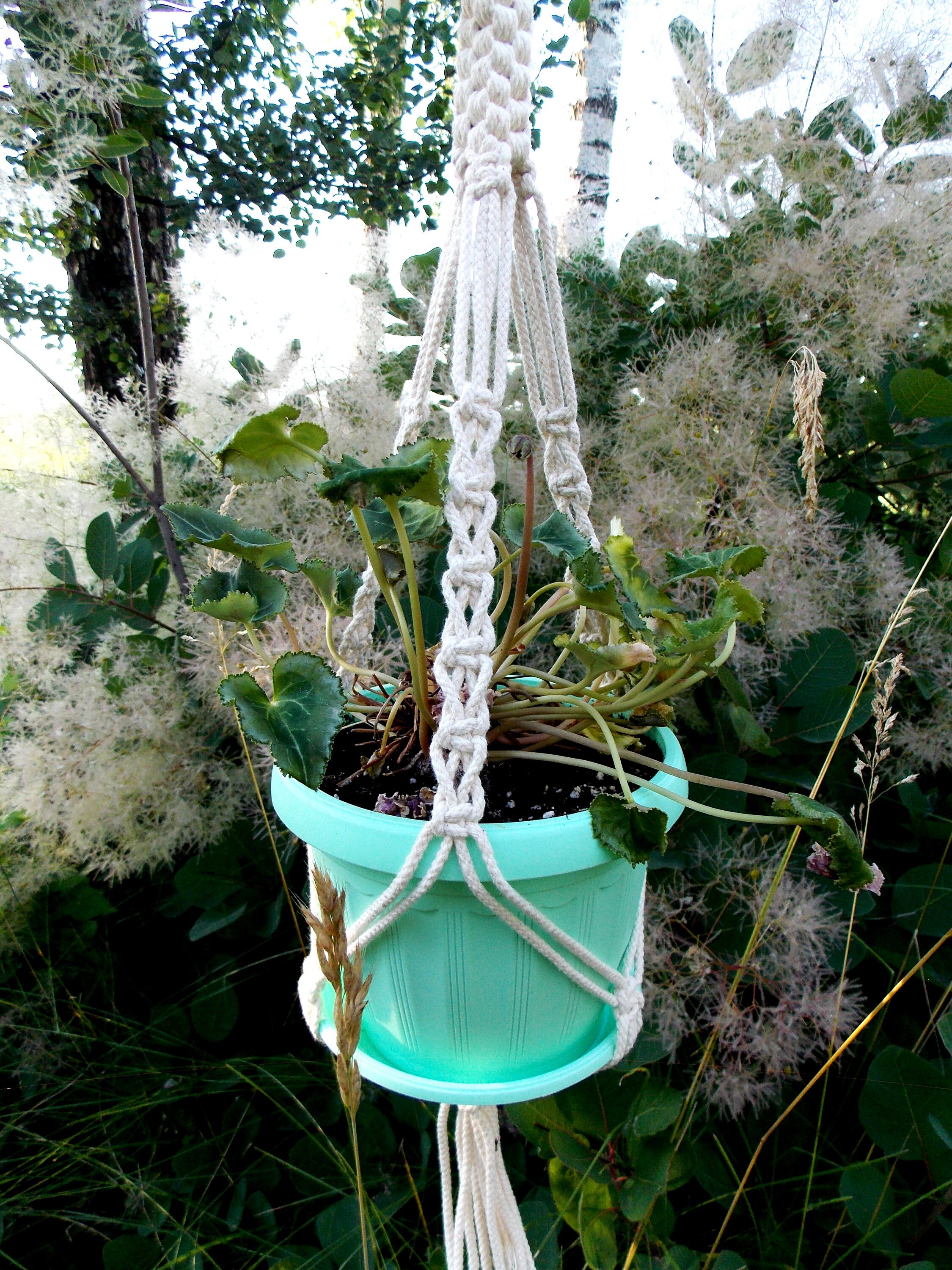 Small Hanging Planter Bohemian Home Flower Pot Holder Mini Macrame ...