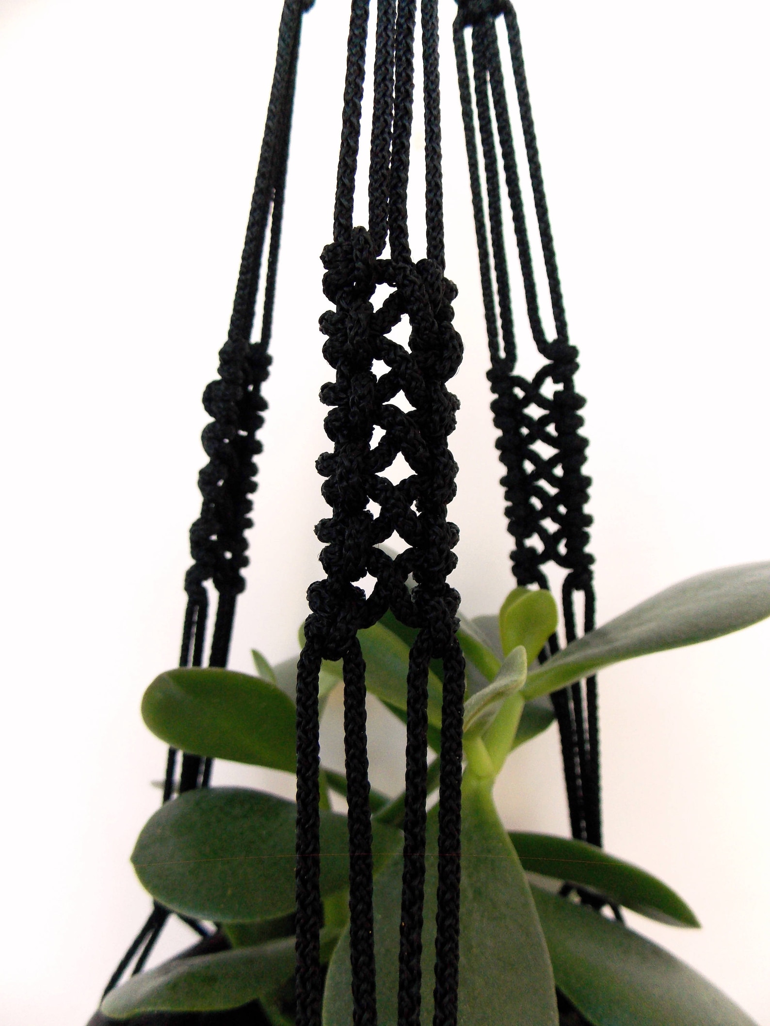 Black Mini Macrame Plant Hanger 20 Inches 3mm Hanging Planter | Etsy