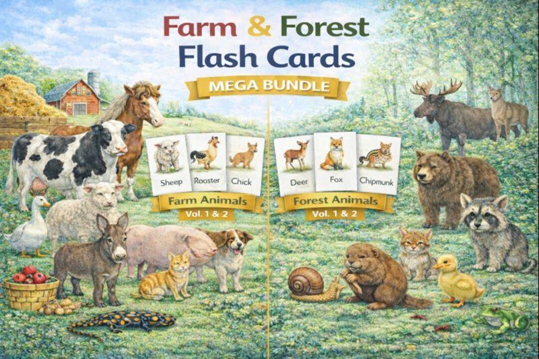 Forest and Farm Animal Flash Cards for Pre-k MEGA BUNDLE - Etsy