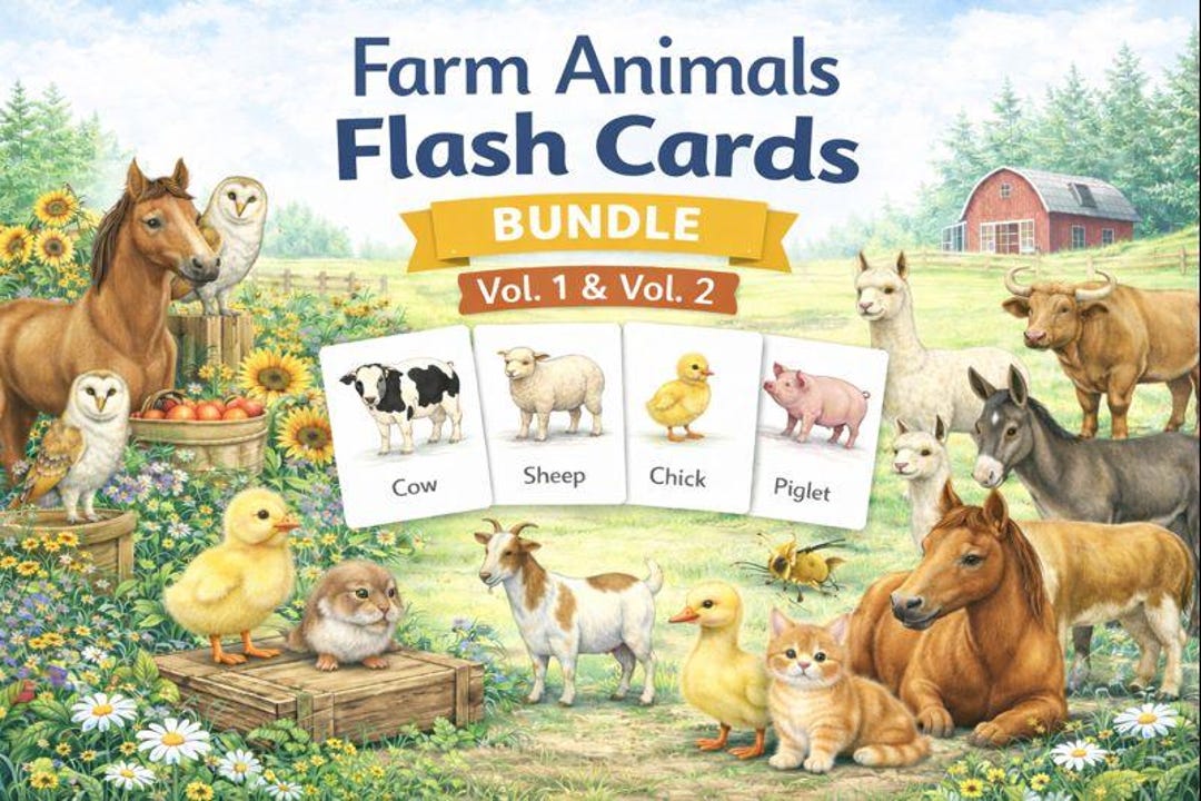 Farm Animals Flashcard Bundle (vol. 1 & 2) - Etsy
