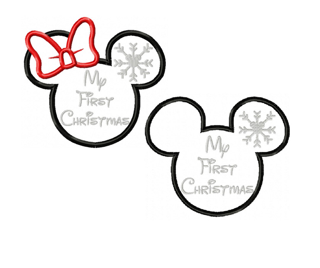 Miss Mouse Snowflake My First Christmas Applique Digital Instant ...