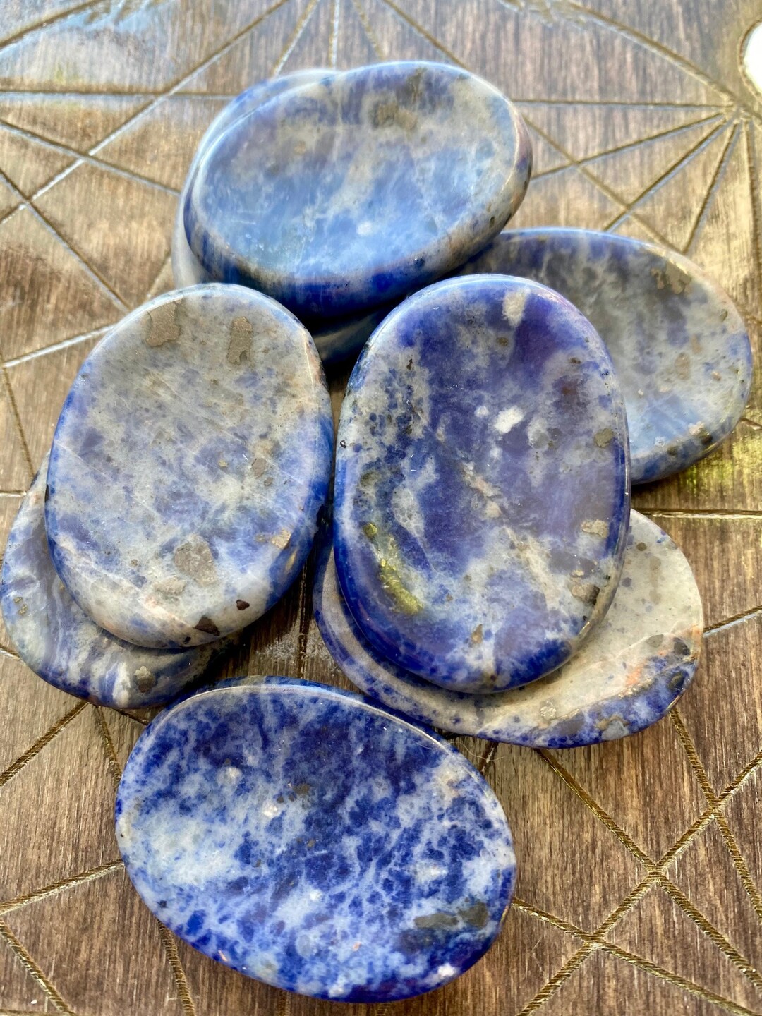 Sodalite Worry Stone | Oval Blue Palm Crystal Gemstone - Etsy