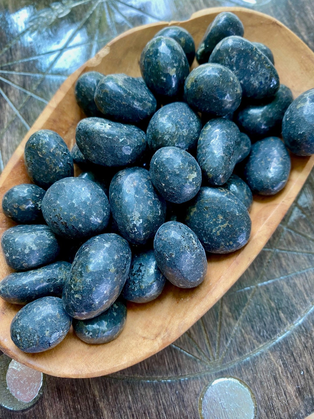 Nuummite Rare Tumbled Witches Stone | Sorcerers Stone Storm | Grounding ...