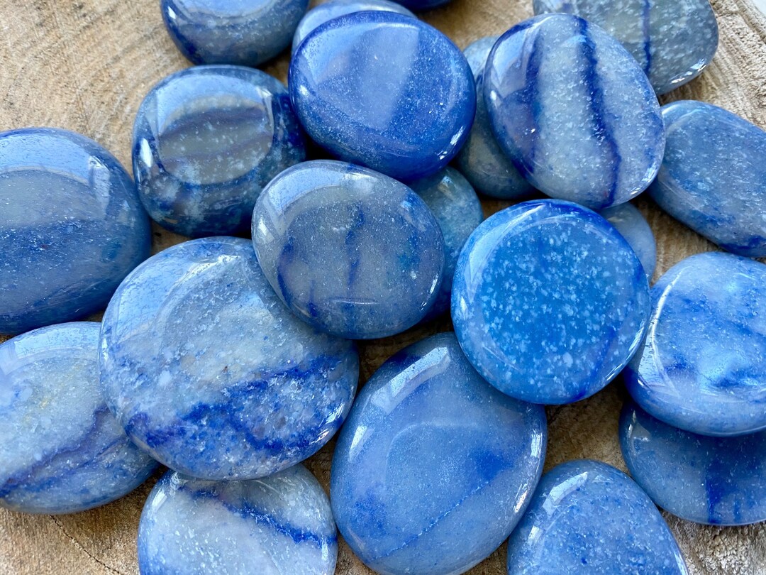 Blue Quartz Palm Stone Worry Stone Natural Gemstone Crystal - Etsy