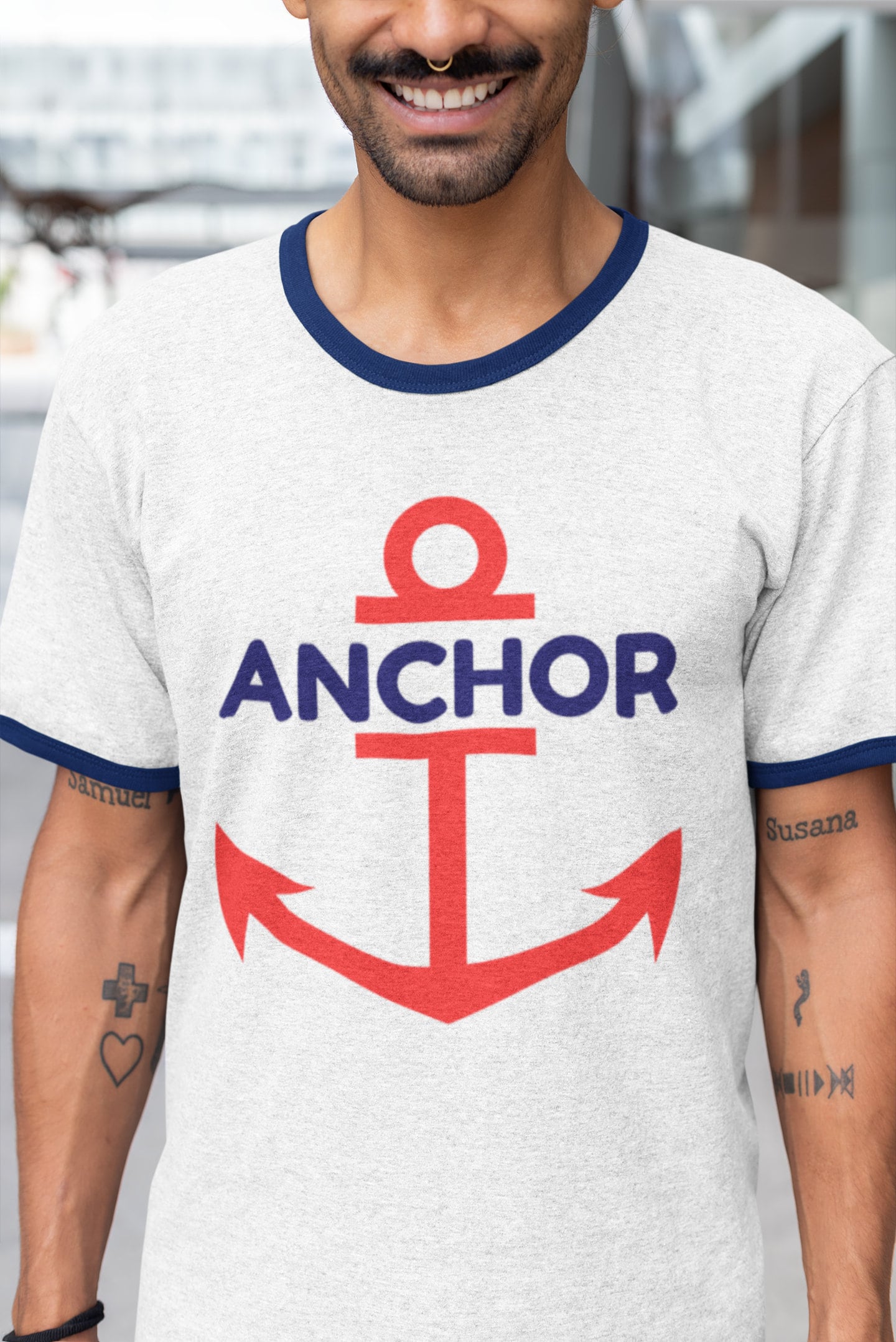 Anchor Ringer T-shirt From One Piece - Unique Anime Tee for Fans ...