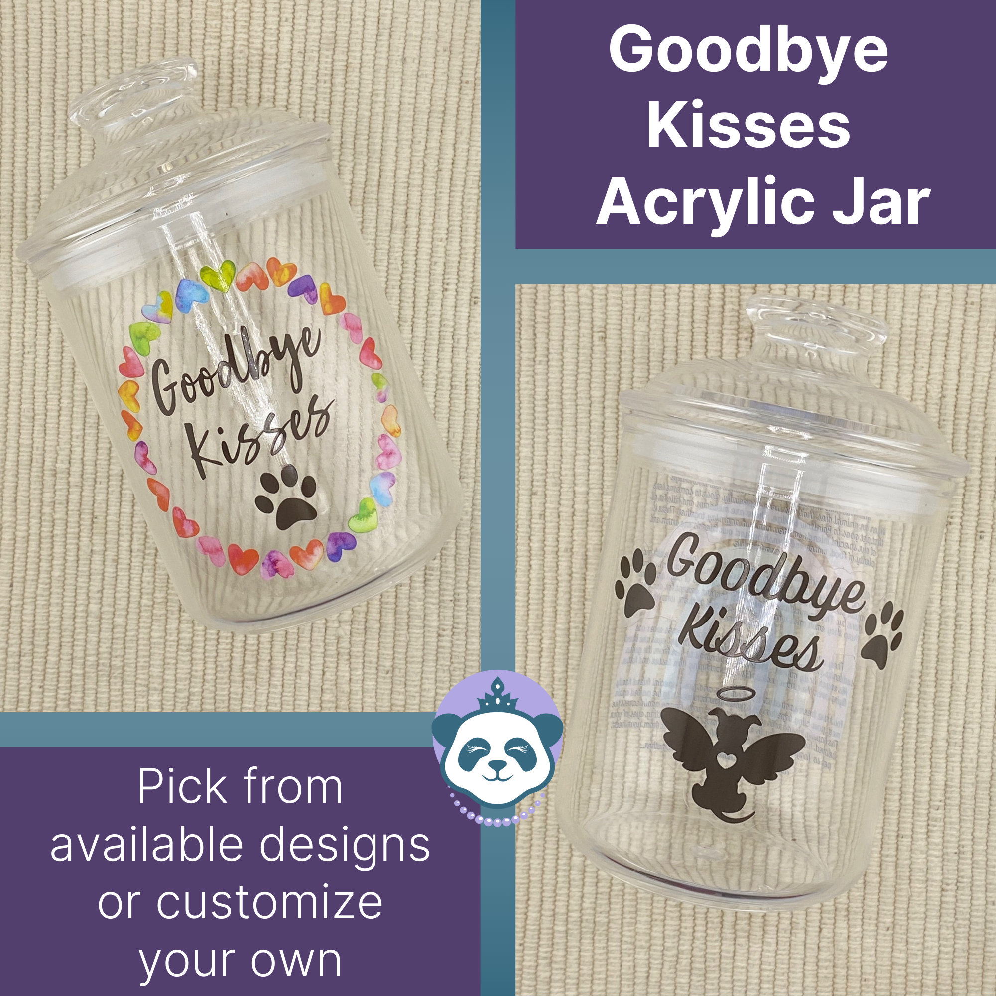 Goodbye Kisses Acrylic Treat Jar, 24 Oz Jar, Vet Clinic Jar, Pet Loss ...
