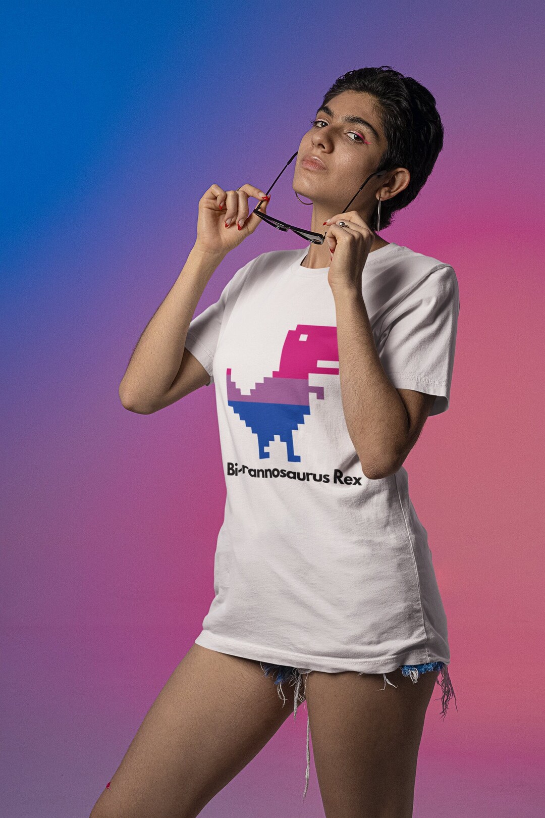 Bi-rannosaurus Rex Unisex Tshirt, Pride Tshirt, Bisexual Pride Shirt ...
