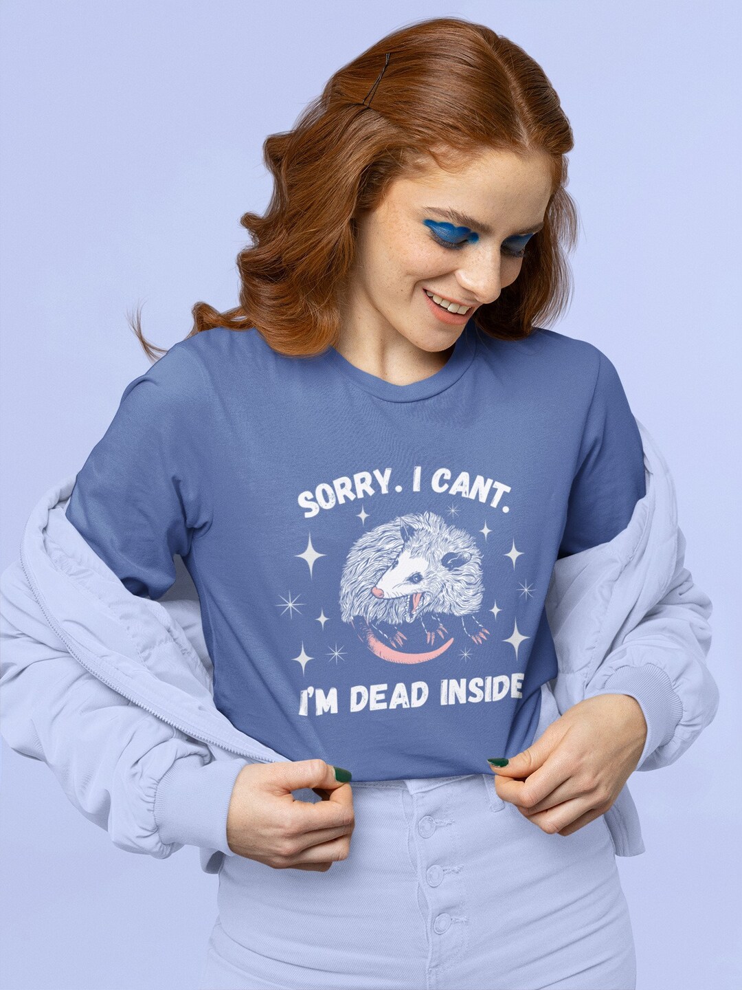 Opossum Unisex Tshirt With Funny Phrase - Sorry, Can't. I'm Dead Inside ...