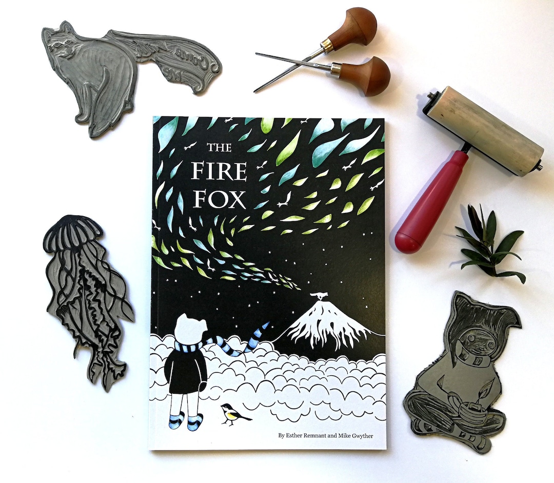 The Fire Fox Children's Book: Northern Lights Adventure, Lino Print - Etsy