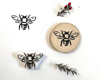 Hand Drawn Bee Stamp for Weddings and Favors, Tiny Honey Bee Rubber ...