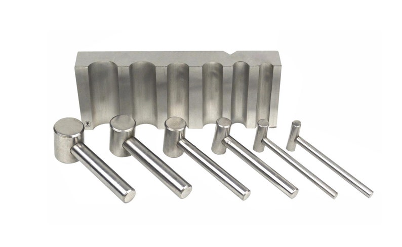 Steel U-channel Swage Forming Dapping Block W/ 8 Hammer Punches Jewelry ...