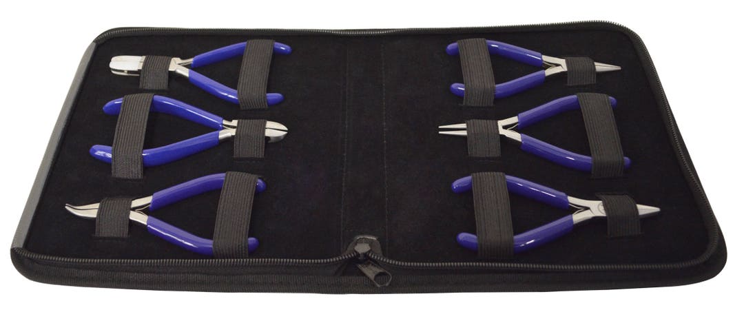 6 Piece Slim Pliers and Cutters Set Blue PVC Grips Jewelry Making Metal ...