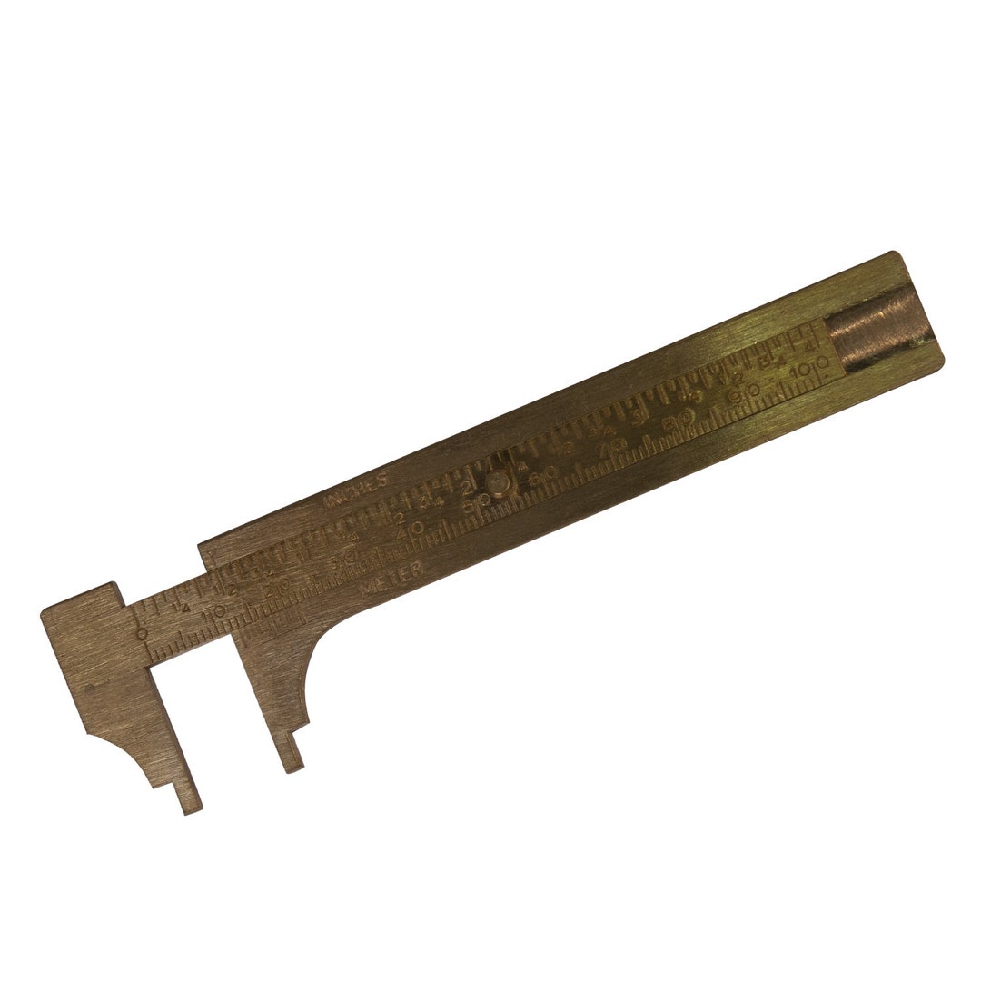4" Brass Sliding Millimeter Gauge Ruler Jewelry Making Sizer ...