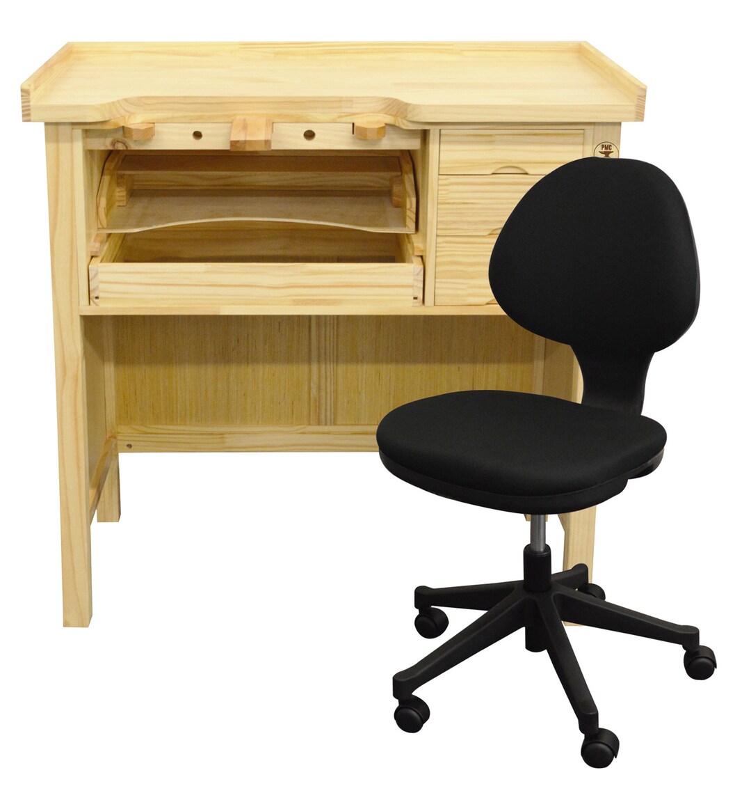 Deluxe Solid Wooden Jewelers Bench Set With Adjustable Bench Chair ...