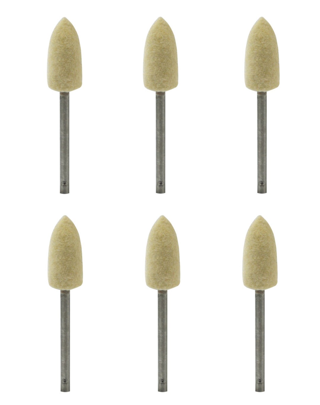 Set of 6 Mounted Size C Bullet Felt Buffs on Mandrels 3/32" Shank ...