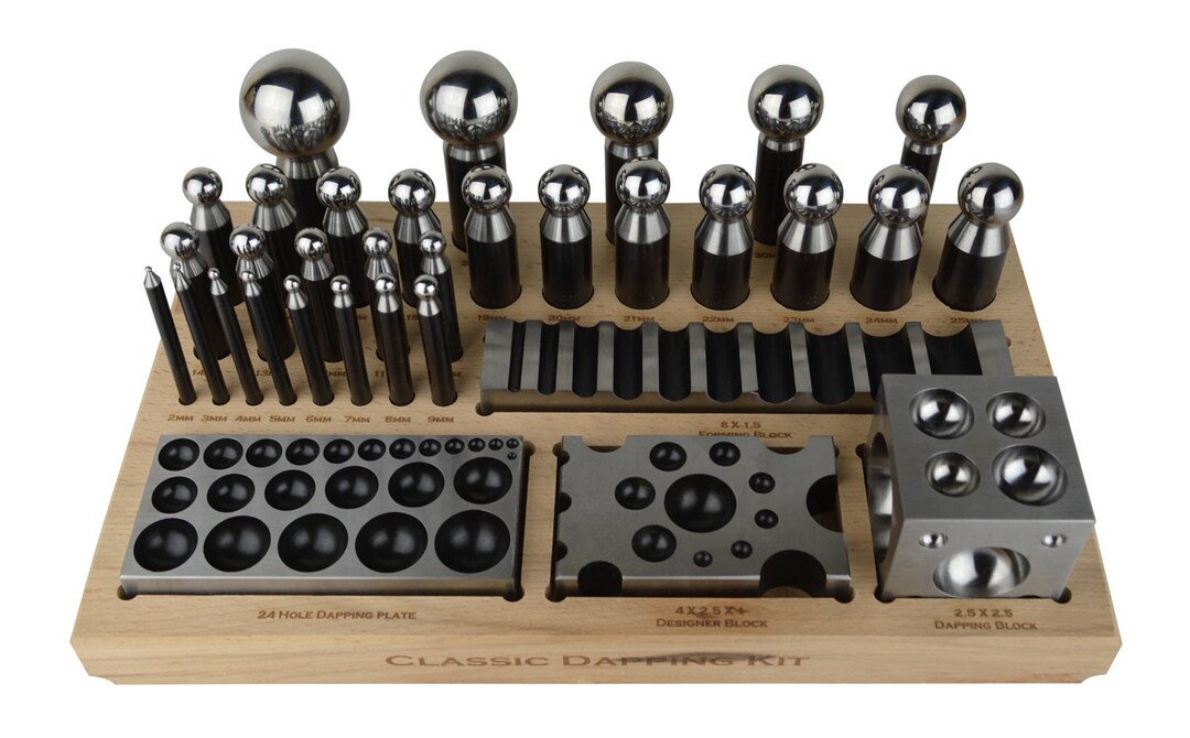 Steel Classic Dapping Set W/ Forming Block Plate and Punches Jewelry ...