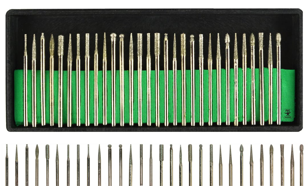 Assortment of 30 Rotary Diamond Burs, 3/32" Shank Jewelry Tool - BUR ...