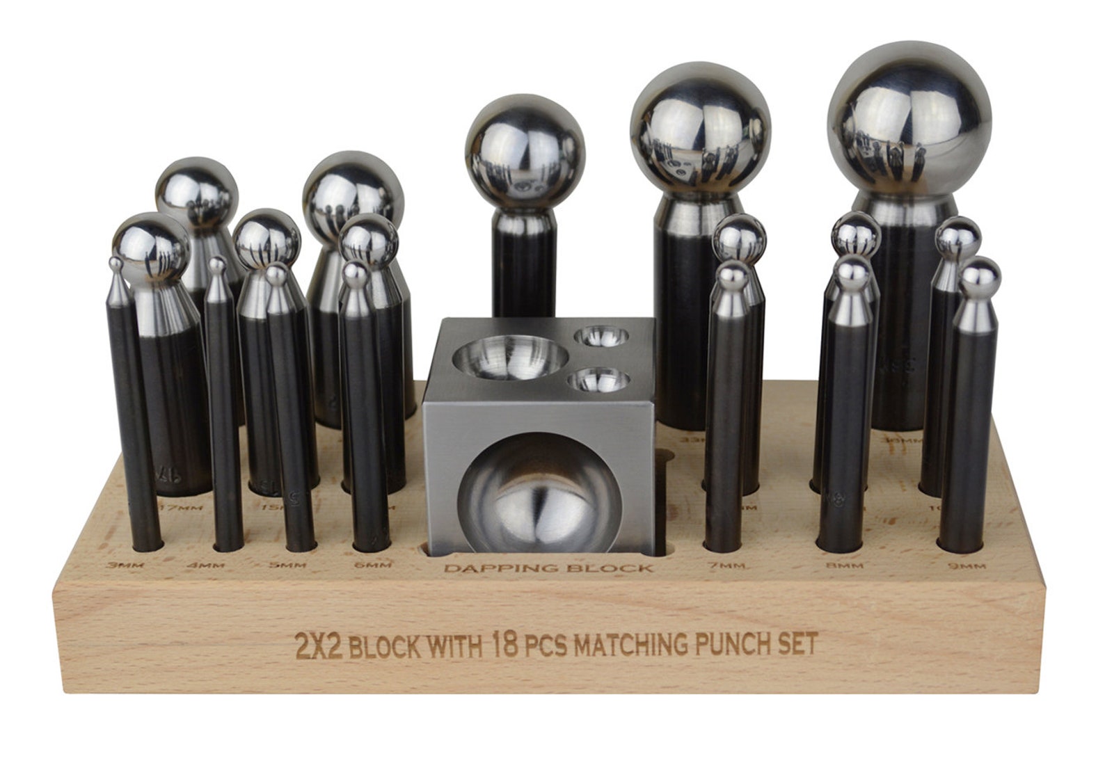 18-piece Steel Dapping Punch Set W/ Block & Wooden Base - Etsy