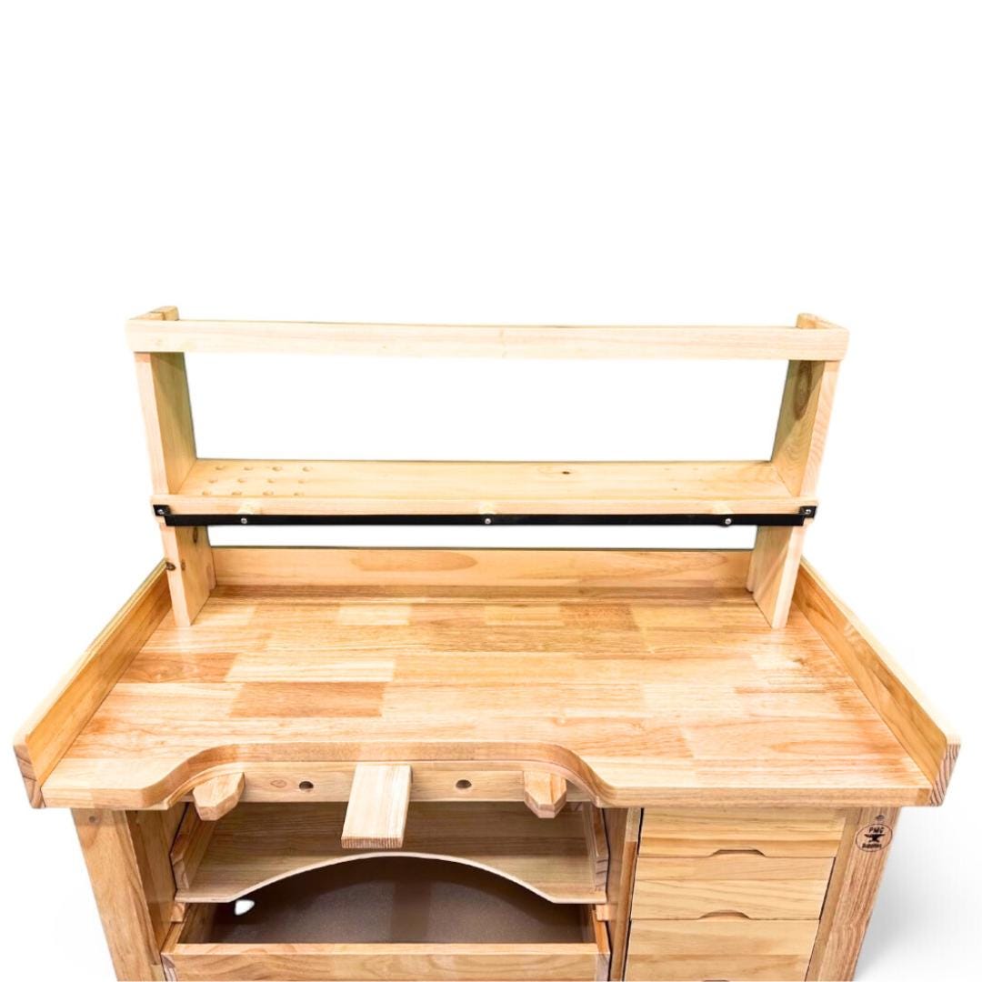 Deluxe Solid Wooden Jewelers Bench Set With Mountable Storage Shelf ...