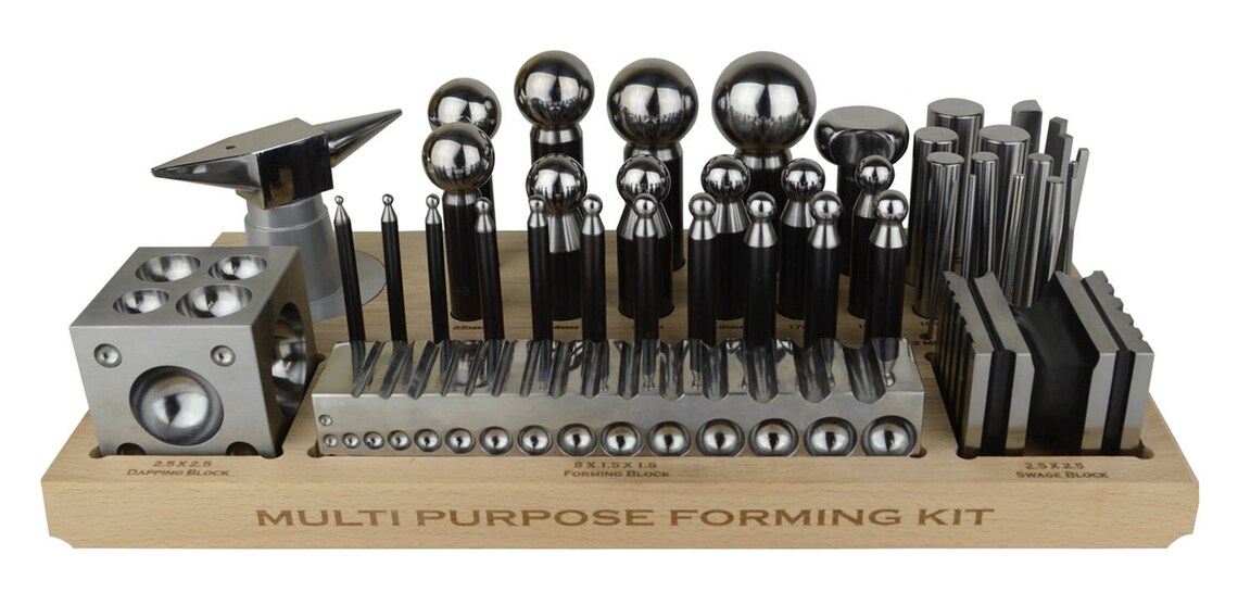 43-piece Multi-purpose Metal Forming Dapping Set W/ Block, Anvil ...