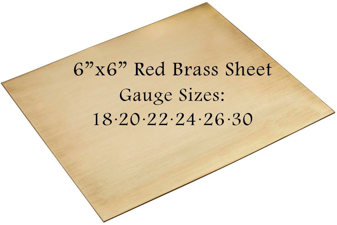 Red Brass Sheet 6" X 6" 18-20-22-24-26 Gauge Metal for Etching Punching ...