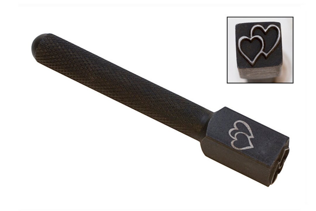 3/8" 10 MM Jumbo Double Heart Punch Stamp Metal Marking Pressing Gold ...