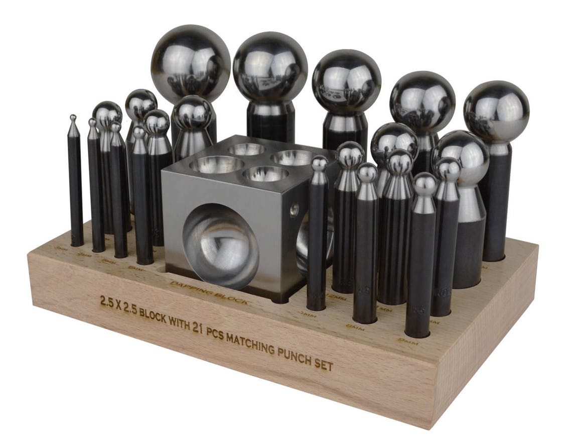 21 Piece Steel Round Dapping Punch Set W/ Dapping Block & - Etsy