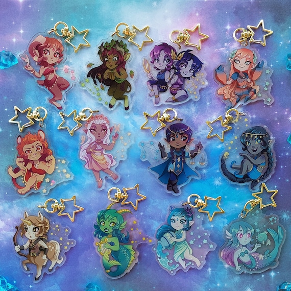 Zodiac Themed Acrylic Keychains - Etsy